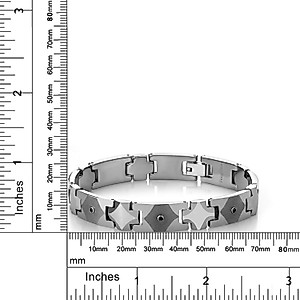 Gem Stone King Men’s Shiny Polished Tungsten Carbide Black Diamond Bracelet