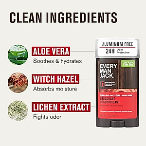 Every Man Jack Cedar + Red Sage Men’s Deodorant - Aluminum Free Deodorant - 24-Hour Odor Protection w/Naturally Derived Ingredients - 3oz (2 Pack)