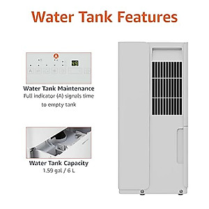 Amazon Basics Large Dehumidifier for Basements, Bathroom, up to 4000 SFT, 50 Pint, Energy Star Certified, Timer, Auto-Defrost, Overflow Protection, White