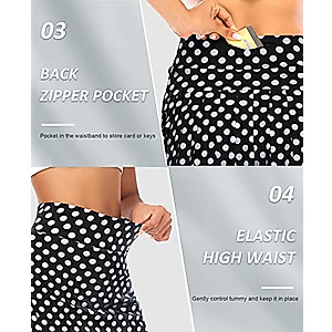 Pleated Tennis Skirts for Women with Pockets Shorts Athletic Golf Skorts Running Workout Sports Activewear Skirt (Polka Dots Black, XL)