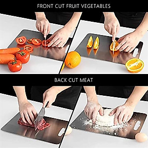 GULRUH Wood Cutting Boards for Kitchen, 304 Stainless Steel Cutting Board Household Kitchen Rectangular Board