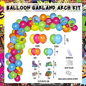 143 PCs 90s Party Decorations, Homond 90s Themed Birthday Party Decorations Backdrop Balloon Garland Arch Cutout Tablecloth Cupcake Toppers Gold Chain 4D Laser Disco Ball Explosion Star Retro