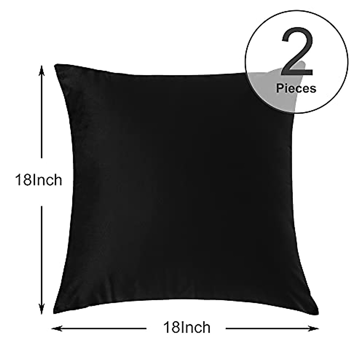 Best Season Pack of 2 Black Luxury Soft Velvet Square Decorative Throw Pillow Covers Decorative Pillowcase for Sofa Couch Bed 18×18 inches
