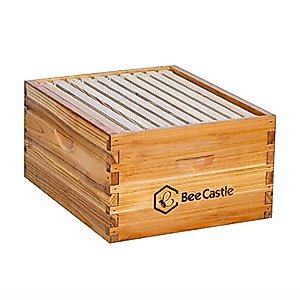 Heavy Wax Coated Unassembled Langstroth Deep/Brood Box with Frames and Beeswax Coated Foundation Sheet (10 Frame)