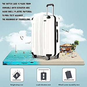 Joyway Luggage 10-Piece Sets,ABS Hardside Suitcase with Spinner Wheels,TSA Lock Luggage Sets for Women and Men(White)