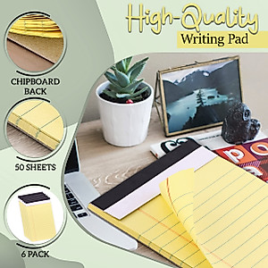 Jr. Legal pad, Small Note Pads Legal Ruled Writing Pad. Perforated Edge. 5" X 8" Canary Yellow, Universal, 50 sheets per Pad (Pack of 6)