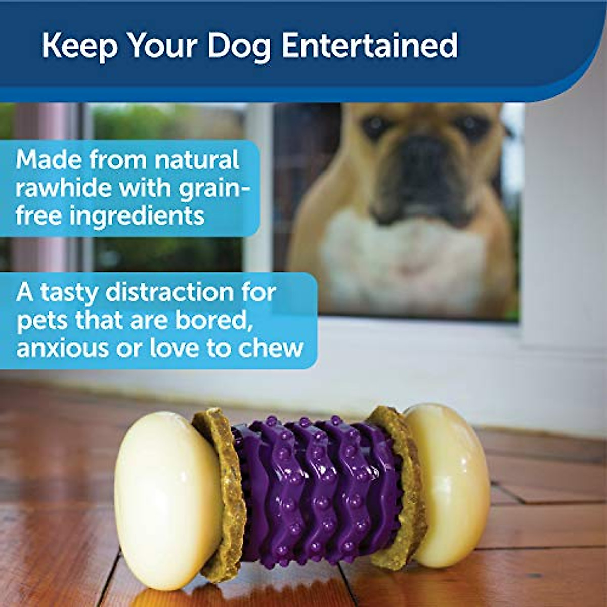 PetSafe Busy Buddy Nobbly Nubbly Treat Holding Dog Toy – Strong Chewers – Challenging - Treat Rings Included - Medium