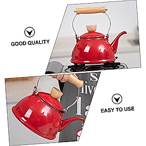 MAXBUS 1pc Kettle Red Kettle Ceramic Tea Pot Red Coffee Maker Boiling Teapot Pottery Ceramic Coffee Pot Decorative Teapot Kitchen Teapot Cold Water Teakettle Make Tea Red Stainless Steel