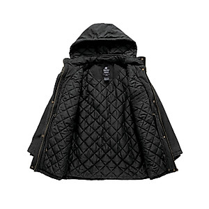 wantdo Women's Winter Military Jacket Outdoor Coat with Removable Hood Black L