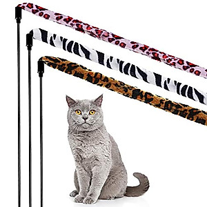 3 Pieces Jungle Cat Wand Cat Teaser Charmer Interactive Cat Toys Wand Fun Cat Kitten Kitty Playing Toy, 3 Styles (Classic Color)
