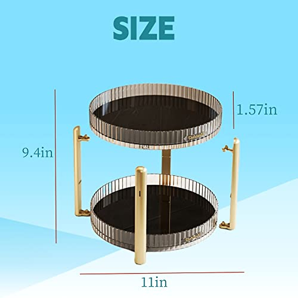 360 Rotating Makeup Organizer, 2-Layer High-Capacity Makeup Perfume Organizer - Vanity Organizer, Skincare Organizers, Cosmetic Display Cases Fits Perfume,Lotions Skin Care,Makeup Brushes,Lipsticks