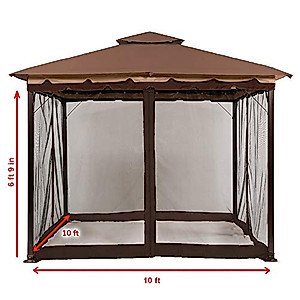 Keep Mosquitoes Out of Your 10 x 10 Gazebo with This Four Panel Pack of Easy to Netting with Zippers
