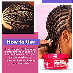 Esha Slick N Slay Braiding Gel - 3-in-1 Ultra Extreme Hold Hydrating & Conditioning Shining Fast Dry Locking Gel for Locs, Twists, Braids, and Edges (PEACH, 17 oz.)