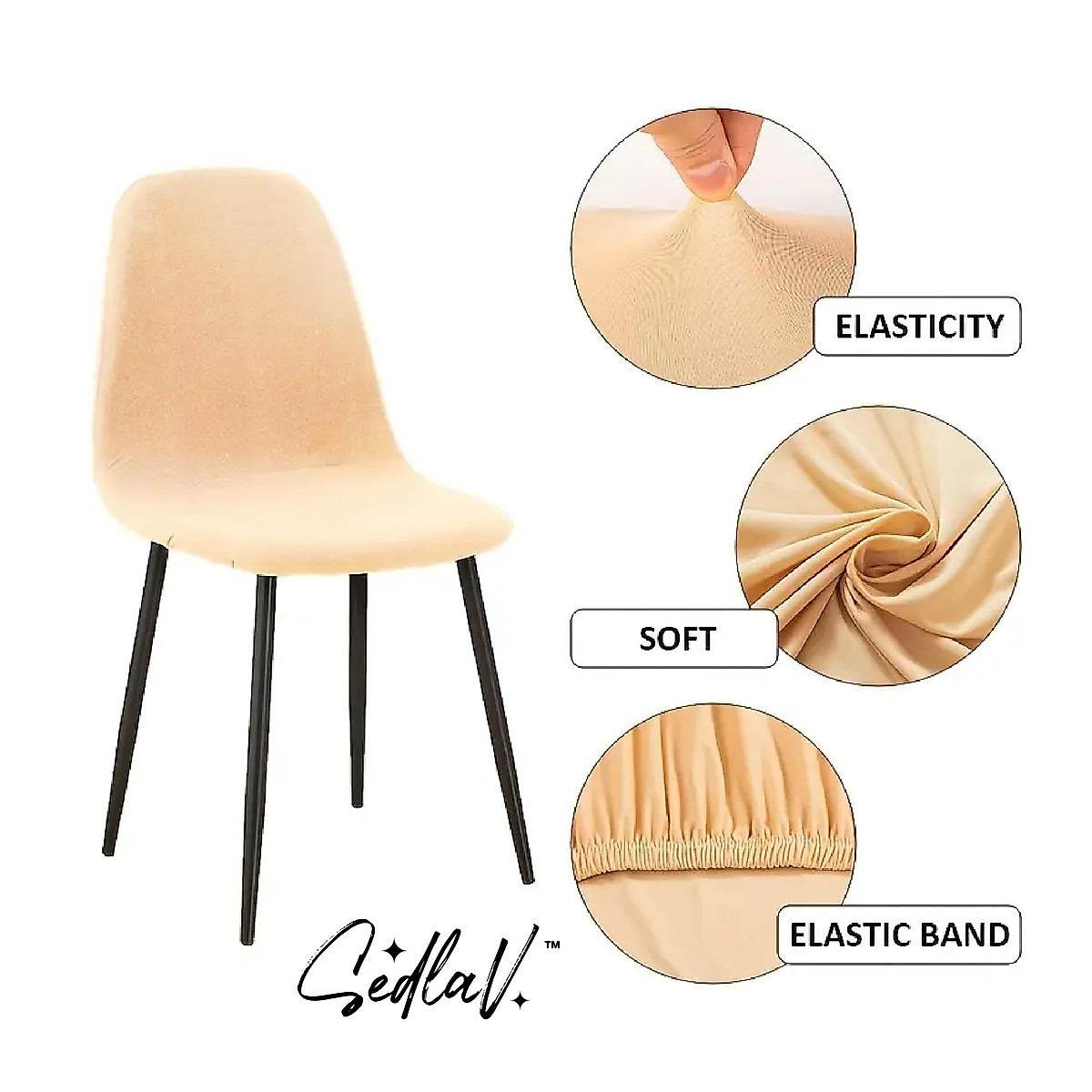 SEDLAV Solid Color Stretch Shell Chair Cover - Stylish and Protective Slipcover for Dining Chairs, Wedding Banquets, and Events - Elastic, Washable, and Easy to Install - Spandex Blend Fabric