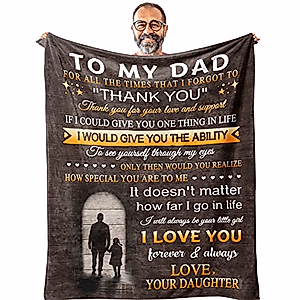 Ruvinzo Gifts for Dad, Dad Gifts from Daughter Blanket 60''x50'', Dad Birthday Gift, Cool Father Gifts, Best Dad Ever Gifts, Gifts for Dad Who Wants Nothing, Funny Father's Day Birthday Gift Ideas