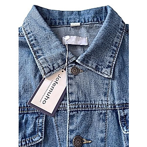 Jofemuho Womens Classic Long Jean Jacket Plus Size Loose Long Sleeve Button Down Denim Jacket Trench Coat Blue 3XL