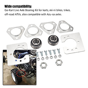 Go-Kart Live Axle Bearing Kit (1 inch) Compatible with Azusa axles, Also for Go Karts Mi-ni Bikes/Trikes/Off Road ATV - Axle with 3-Hole Flangettes