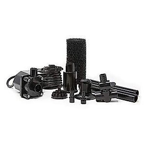 Beckett Corporation FR400 500 GPH Submersible Kit with Prefilter and Nozzles-Pump for Indoor and Outdoor Ponds, Fountains, Water Gardens, Fish Aquariums, and Waterfalls, Black