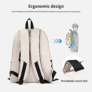 coowoz College Bag Lightweight Casual Daypack College Laptop Backpack for Men Women Water Resistant Travel Rucksack for Sports backpack for Women(White)