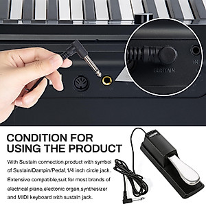 Aodsk Piano Sustain Pedal,Keyboard Sustain Pedal for Digital Piano With Polarity Switch and Anti-Slip Rubber Bottom For MIDI Keyboards,Digital Pianos,1/4'' (6.35mm) Input Plug