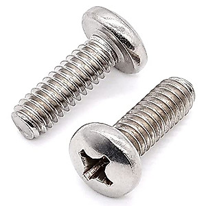 Glvaner #6-32 x 3/8" (100 pcs) Pan Head Machine Screws, 18/8 Stainless Steel 304, Phillips Drive Cross Round Head Machine Screws, Fully Threaded, Machine Coarse Thread