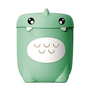 FOMIYES Plastic Garbage Can Dinosaur Trash Can Cartoon Garbage Bin Waterproof Wastebasket Garbage Waste Basket with Pressure Ring for Home Kitchen Bathroom Light Green