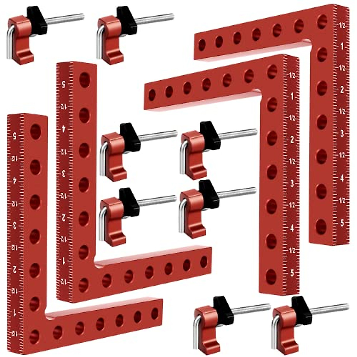 90 Degree Clamp, Cabinet Clamp, 5.5" x 5.5"(14 x 14cm) Aluminum Alloy Right Angle square Tool, Corner Clamps for Woodworking Tools, Right Angle Clamp, Drawers, Picture Frame (4pack)