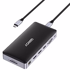 USB C Laptop Docking Station, 15 in 1 Triple Display Multiport Adapter 3 Monitors Dock with Dual DP, HDMI, VGA, USB C/A, RJ45, SD/TF, Mic/Audio, PD Compatible for MacBook/Dell/HP/Lenovo Laptops