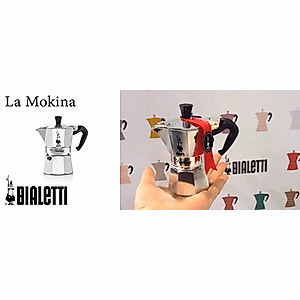 Bialetti Mokina Aluminium 1/2 Cup Coffee Maker, Silver/Black, 13 x 6.5 x 12 cm