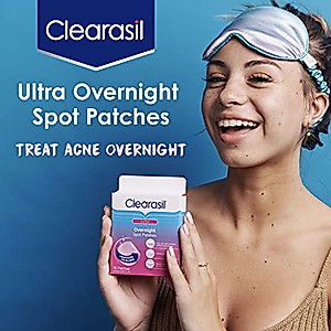 Clearasil Overnight Spot Patches, Advanced Healing Hydrocolloid Acne Pimple Treatment, Blemish Spot Stickers for Face, 18 count