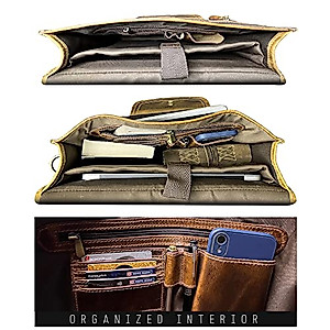 Leather Messenger Bag for Men - Full Grain Leather Briefcase Laptop Satchel Office Crossbody Travel Bag by Rustic Town (16 Inch, Brown)