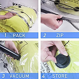 10 Pack Vacuum Storage Bags, Space Saver Bags (10 Medium) Compression Storage Bags for Comforters, Pillows, Blankets, Clothes with Hand Pump - 10 Medium