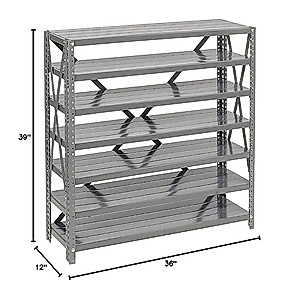 Global Industrial 7 Shelf Steel Shelving with (30) 4" H Plastic Shelf Bins, Yellow, 36x12x39