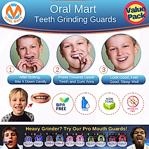 Mouth Guard for Grinding Teeth at Night for Kids - Pack of 5 Clear Kids Mouth Guards for Grinding Teeth - Anti Grinding Teeth Protector for Sleep - Night Guard for Clenching Teeth (5 Pack, Youth Size)