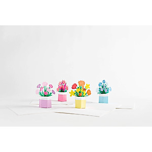 Lovepop Flower Pot Notecard 4-Pack Pop Up Cards, Paper Flower Bouquet Cards, Thank You Cards With Envelopes, Thank You Notes Greeting Cards, 3D Card, Greeting Card, Pop Up Notecard