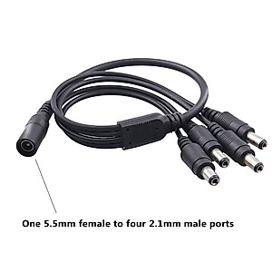 HISVISION Security Camera Power Supply Adapter 12V 2.5A 100V-240V AC to DC with 4-Way Power Splitter Cable -Fits CCTV Camera DVR NVR Surveillance System