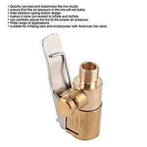 Tire Inflator Chuck, Brass Air Chuck Open,Tire Inflator Chuck Tyre Quick Inflation Clip Clamp Connector for Car Motorcycle with Valve
