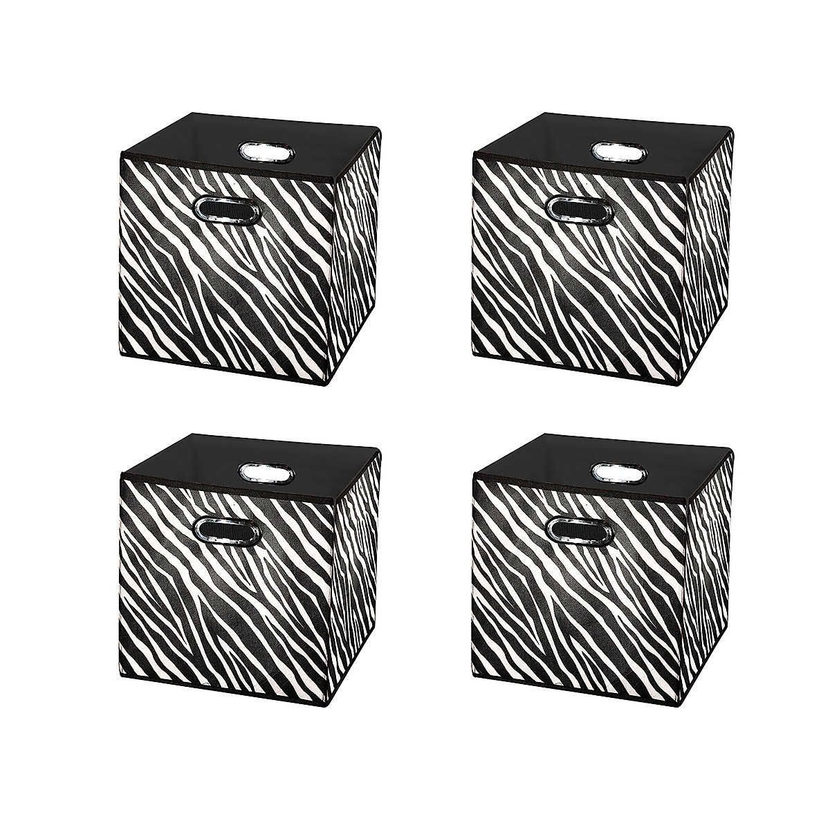Prorighty [4-Pack, Zebra Pattern] Storage Bins, Containers, Boxes, Tote, Baskets|Black&White Collapsible Storage Cubes Nursery Office Organization | 11inch Cubes