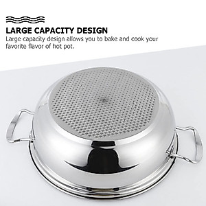 cabilock Stir Fry Pan 26cm Shallow Soup Pot with See Through Lid Safe Stainless Steel Pot Food Grade Heavy Duty Stock Pot Hot Pot Cookware Chinese Induction Shabu Pot