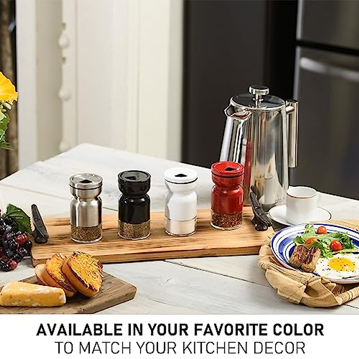 The Original Salt and Pepper Shakers set with Adjustable Pour Holes- for salts,sugar and spices