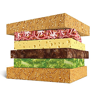 CENTRAL 23 Burger Wrapping Paper Set - 6 Sheets of Gift Wrap - Funny Wrapping Paper Sheets - Hamburger - Fast Food - Comes With Fun Stickers - Made in the UK