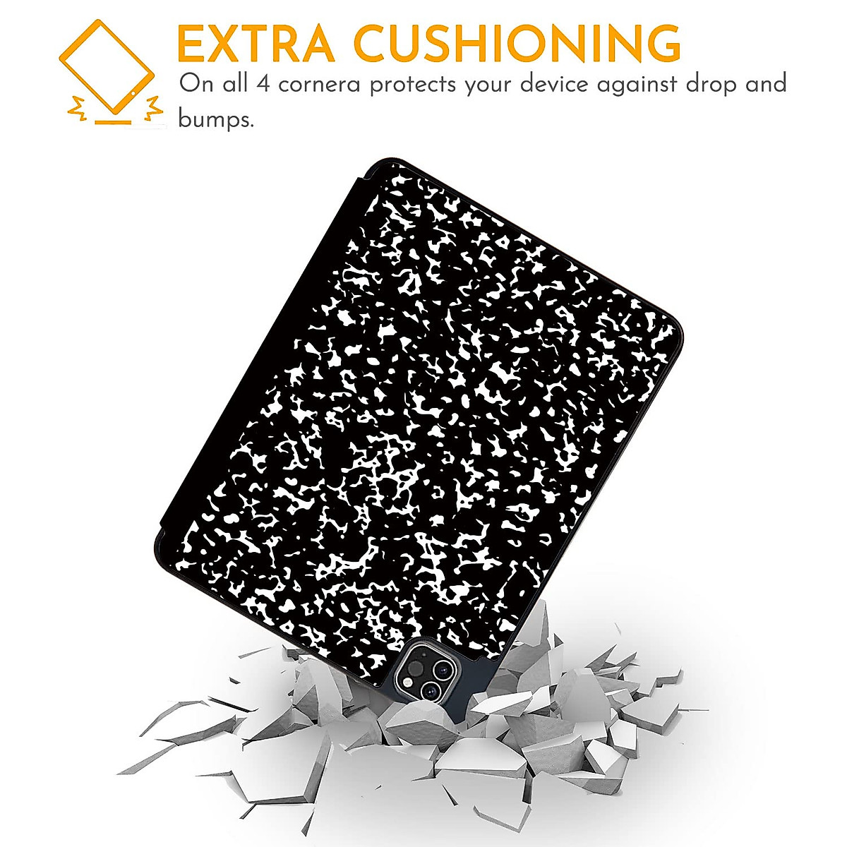 Hi Space for iPad Pro 11 Case Notebook with Pencil Holder 2022 2021 2020 2018 for iPad 11 Pro Case Black Composition Book Cover Auto Sleep Wake foriPad Pro 11 4th/3rd/2nd/1st Gen