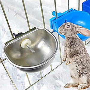 10PCS Stainless Steel Rabbit Water Dispenser Rabbit Water Feeder with Bowl Automatic Rabbit Drinker Removable Hanging Pet Cage Water Bowls Rabbit Drinking Equipment