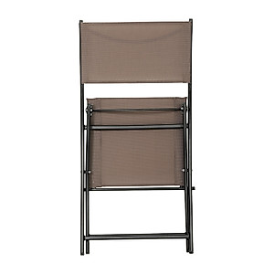 Flash Furniture Brazos Commercial Indoor-Outdoor Folding Chairs, Flex Comfort Backs/Seats, Metal Frames, Portable Lightweight Foldable Design, Set of 2, Brown/Black