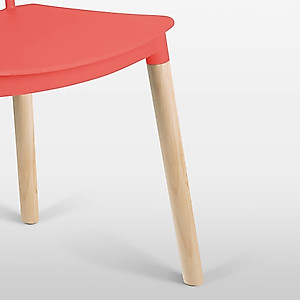 Simpol Home DSW Armless Modern Plastic Dining Chairs with Wood Legs for Living, Bedroom, Kitchen, Dining,Lounge Waiting Room, Restaurants, Cafes