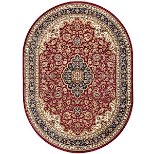 Kirsten Traditional Oriental Red Oval Area Rug, 5' x 7' Oval