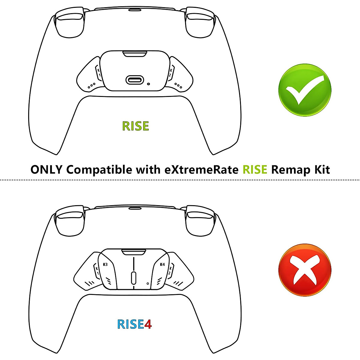 Silver Real Metal Buttons (RMB) Version K1 K2 Buttons Housing & Remap PCB Board for PS5 Controller eXtremeRate Rise Remap Kit – NOT Included The Controller & Flex Cables and Other Rise Accessories