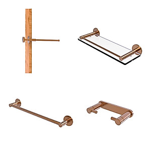 Allied Brass FR-1/16G Fresno Collection 16 Inch Vanity Rail Glass Shelf, Brushed Bronze