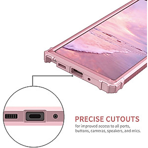 Pandawell for Galaxy Note 20 Ultra Case Glitter Sparkly Bling Heavy Duty Hybrid Sturdy High Impact Shockproof Protective Cover Case for Samsung Galaxy Note 20 Ultra 5G 6.9 inch, Shiny Rose Gold