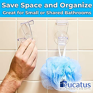 Space Saving, Damage Free Cabinet Door Hooks with Suction Cups. Great for Bathroom or Kitchen Cabinets. Best Multi Use Clear Hook for Storage and Organization. Perfect Removable, Under Sink Organizer